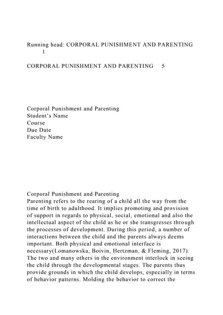 Spanking and Other Forms of Corporal Punishment: What Experts and ...