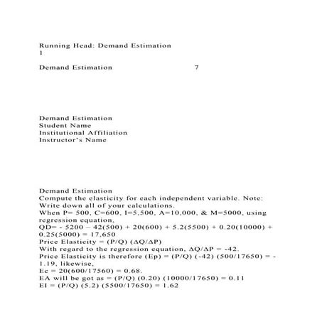 Running Head DEMAND ESTIMATION .docx