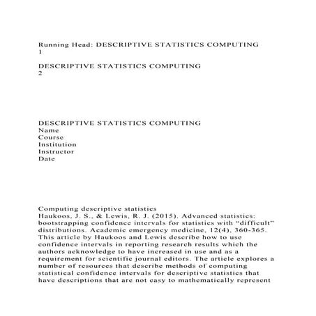 Running Head DESCRIPTIVE STATISTICS COMPUTING .docx