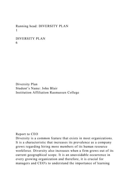 Running head EXECUTIVE SUMMARY .docx | Human Resources | Business