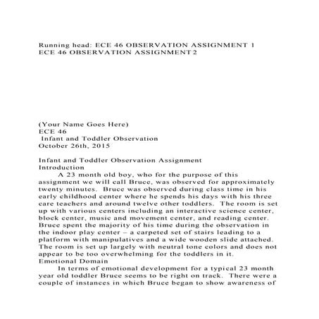 Running head ECE 46 OBSERVATION ASSIGNMENT1ECE 46 OBSERVATION .docx ...