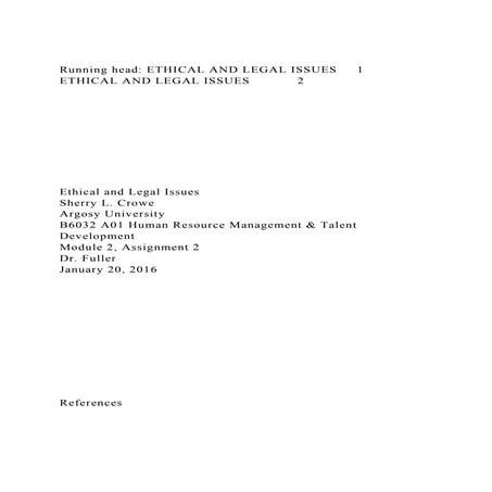 Running head ETHICAL AND LEGAL ISSUES1ETHICAL AND LEGAL ISSUES.docx | Business Accounting ...