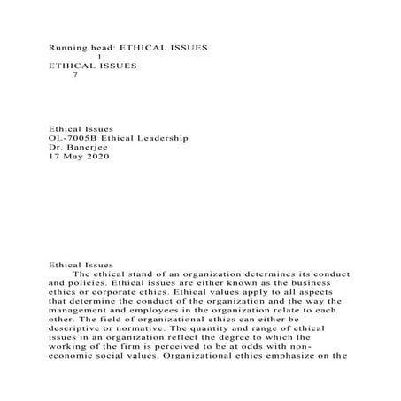 Running head ETHICAL ISSUES 1ETHICAL ISSUES 7.docx