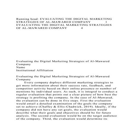 Running head EVALUATING THE DIGITAL MARKETING STRATEGIES OF AL-MA.docx