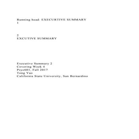 Running head EXECURTIVE SUMMARY .docx
