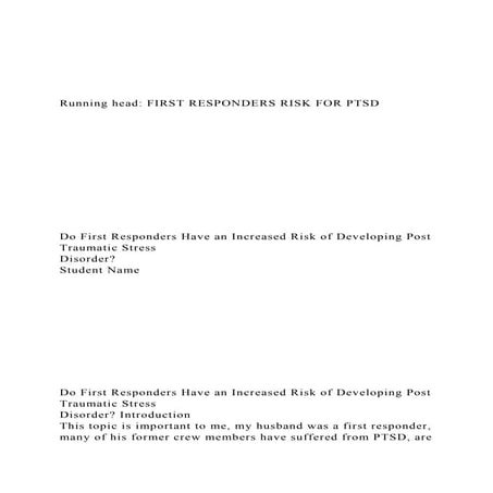 Running head FIRST RESPONDERS RISK FOR PTSD .docx