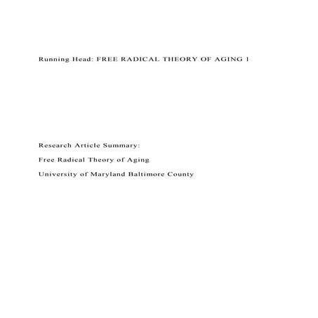Running Head FREE RADICAL THEORY OF AGING 1 .docx
