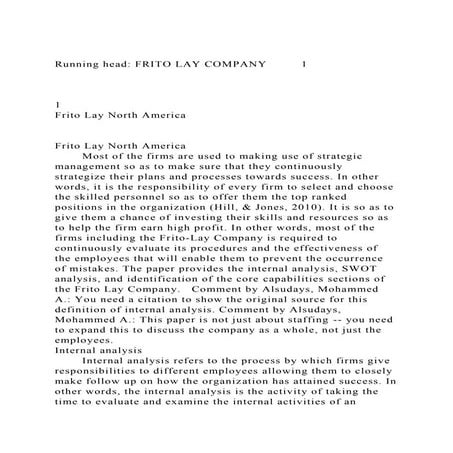 1Running head Frito Lay North America7Frito Lay North A.docx