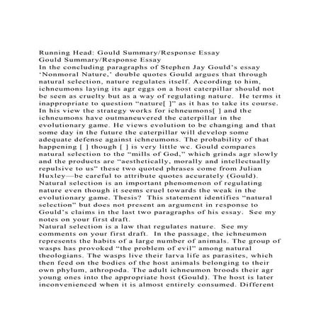 Running Head Gould SummaryResponse Essay Gould SummaryRespo.docx