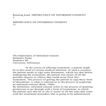 Running head IMPORTANCE OF INFORMED CONSENT .docx