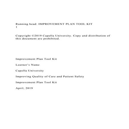 Running head IMPROVEMENT PLAN TOOL KIT .docx
