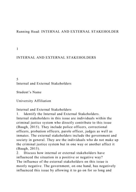 Running head internal and external stakeholders violence in pris.docx