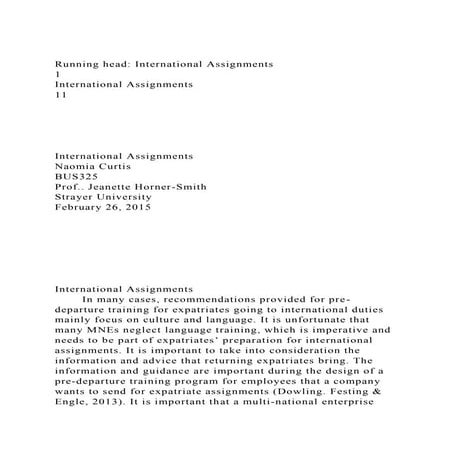 Expatriate Training And Development | PPTX