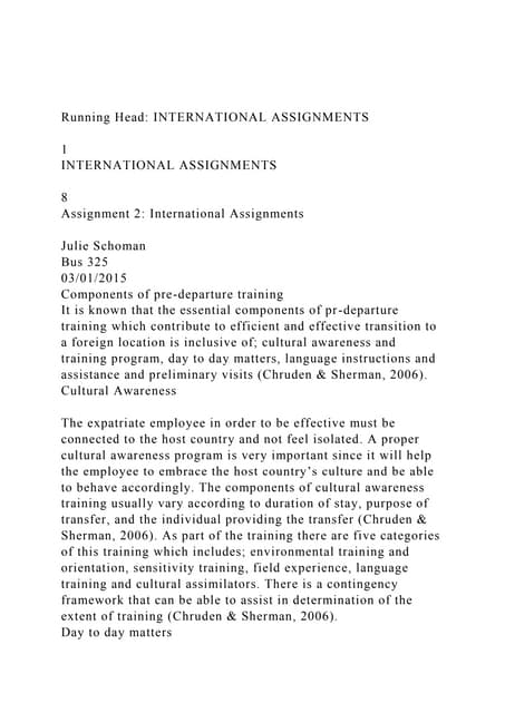 Running Head INTERNATIONAL JOB ASSIGNMENTS .docx