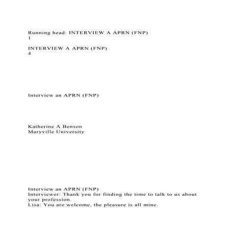 Running head INTERVIEW A APRN (FNP) .docx