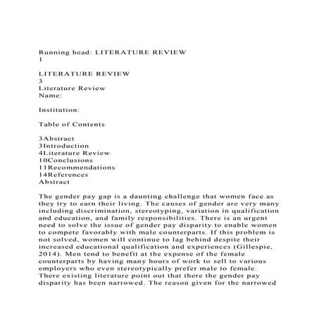 Running Head LITERATURE REVIEW .docx