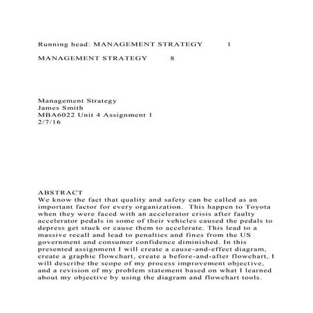 Running head MANAGEMENT STRATEGY1MANAGEMENT STRATEGY8.docx