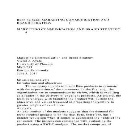 Running Head MARKETING COMMUNICATION AND BRAND STRATEGY .docx