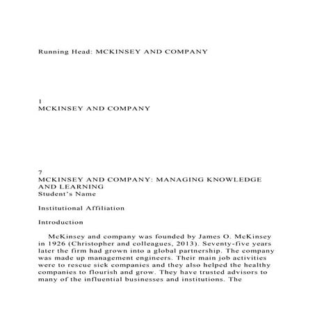 Running Head MCKINSEY AND COMPANY1MCKINSEY AND .docx