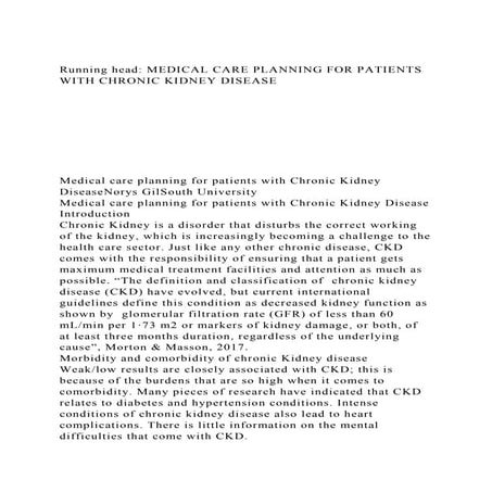 Running head CHRONIC KIDNEY DISEASE 1 .docx