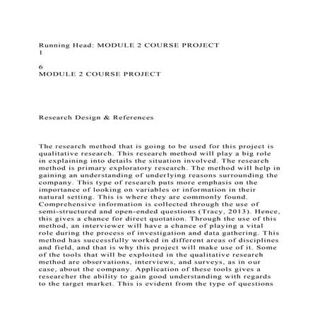 Running Head MODULE 2 COURSE PROJECT .docx