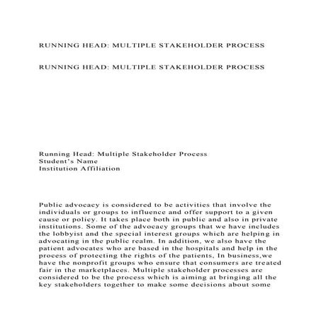 RUNNING HEAD MULTIPLE STAKEHOLDER PROCESSRUNNING HEAD MULT.docx