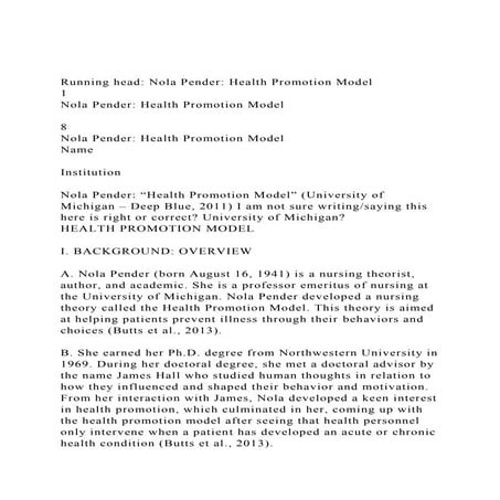 Running head Nola Pender Health Promotion Model 1Nola Pend.docx