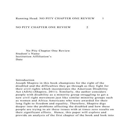 Running Head NO PITY CHAPTER ONE REVIEW1NO PITY CHAPTER ON.docx