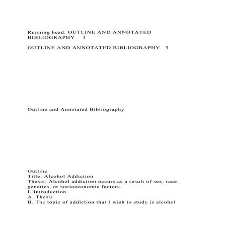Running head OUTLINE AND ANNOTATED BIBLIOGRAPHY1OUTLINE AND .docx