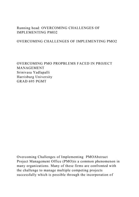 A Framework To Establish A Project Management Office | PDF