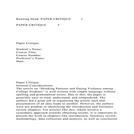 Running Head PAPER CRITIQUE1PAPER CRITIQUE 5P.docx