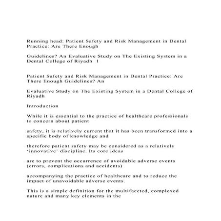 Running head Patient Safety and Risk Management in Dental Pra.docx