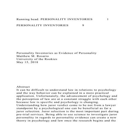 Running head PERSONALITY INVENTORIES1PERSONALITY INVENTORIE.docx