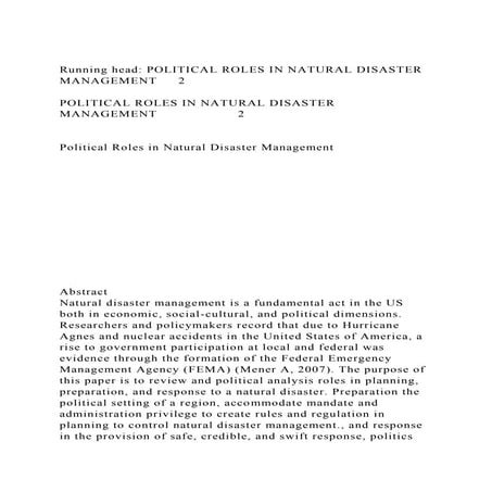 POSC100 AMERICAN GOVERNMENT HURRICANE KATRINA AND FEDERALISM.docx