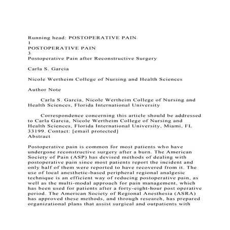 Running head POSTOPERATIVE PAIN .docx