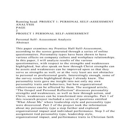 Identity Self-Perception Business Personality Questionnaire Pre ...