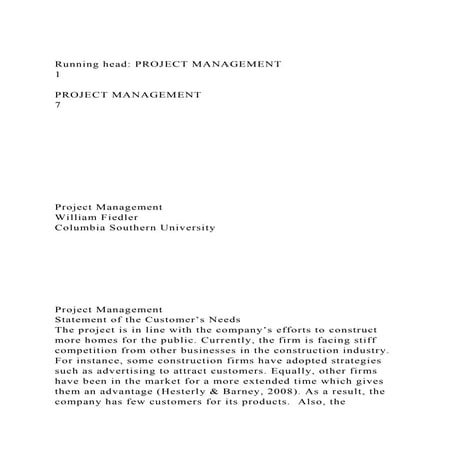 Running head PROJECT MANAGEMENT .docx