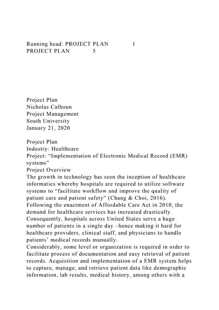 Running head PROJECT SCOPE AND CHARTER1PROJECT SCOPE AND CH.docx | Healthcare Industry | Industries