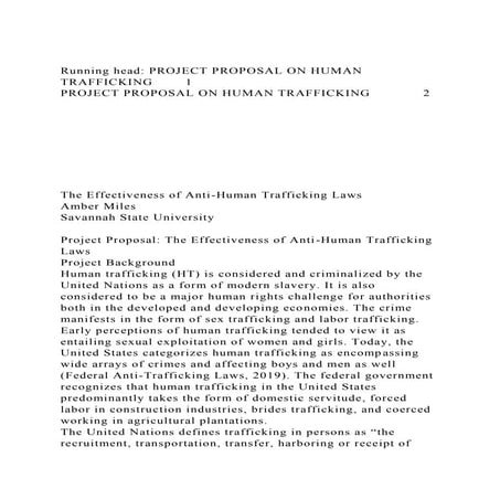 Running head PROJECT PROPOSAL ON HUMAN TRAFFICKING 1PROJECT PR.docx