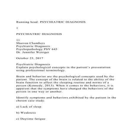Running head PSYCHIATRIC DIAGNOSIS1PSYCHIATRIC DIAGNOSI.docx