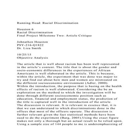 Running Head Racial DiscriminationHouston 6Racial Discrim.docx