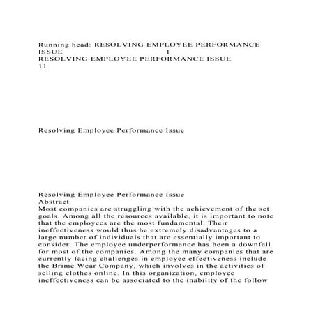 Employee non performance | DOC