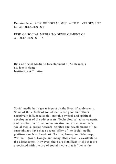 The impact social media has on adolescents mental health | PPT