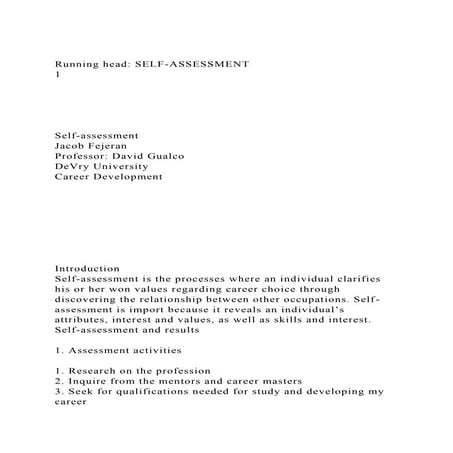 Running head SELF-ASSESSMENT .docx