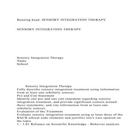 Running head SENSORY INTEGRATION THERAPY SEN.docx