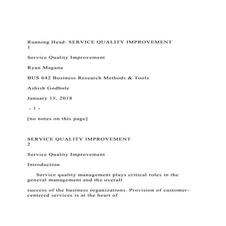 Running Head SERVICE QUALITY IMPROVEMENT .docx