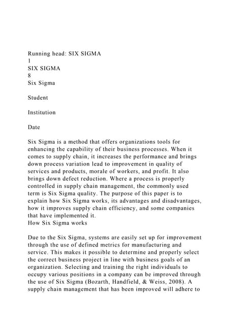 Six Sigma Principle and Methods | PPT