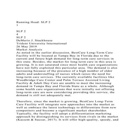 Running head BUSINESS PLAN NURSING CARE FACILITY .docx