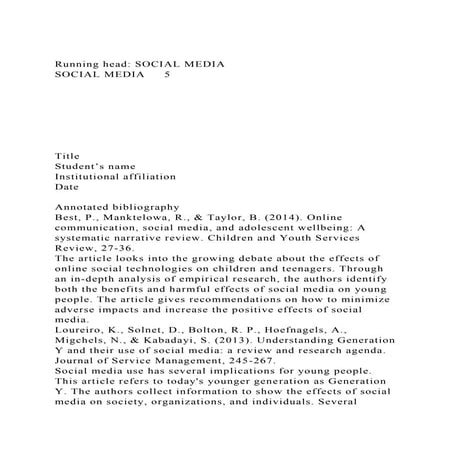 Running head SOCIAL MEDIASOCIAL MEDIA5Title .docx