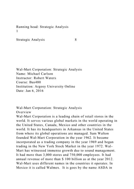 A Case Study Of Wal-Mart. | PDF